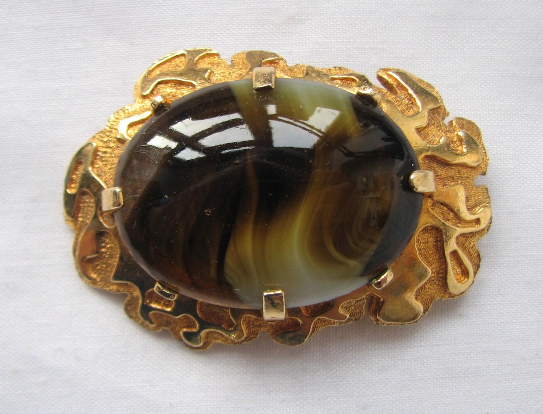 Vintage Spectacular Huge SPHINX Brooch Pin Agate Glass Cabochon - Etsy