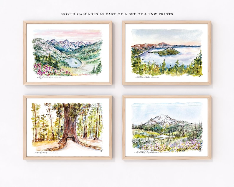 North Cascades National Park, Watercolor Art Print: Washington PNW ...