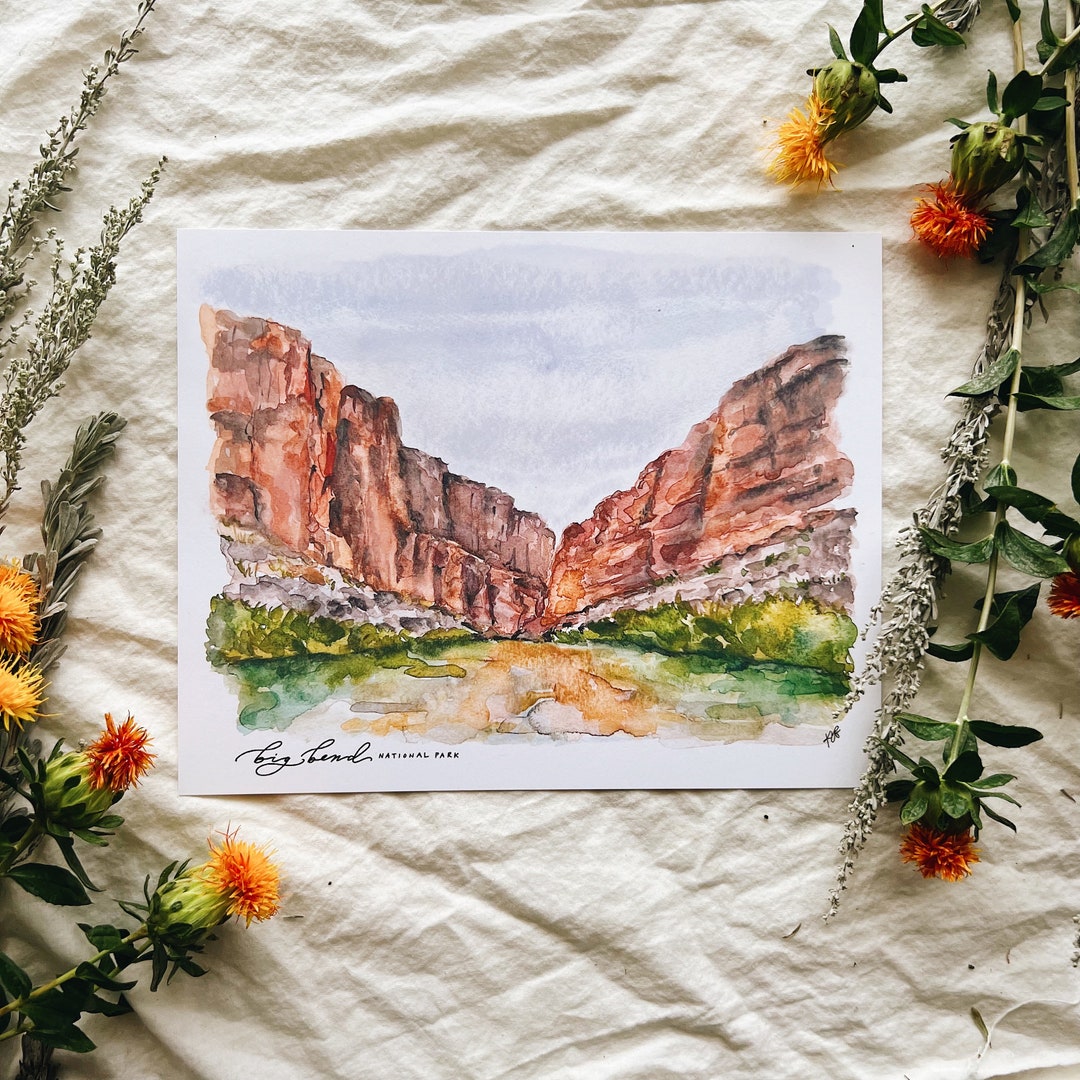 Big Bend National Park Print, Watercolor Painting, Nature Gallery Wall ...