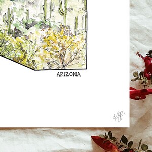 Desert Arizona State Outline Watercolor Wall Art Print - Cactus ...