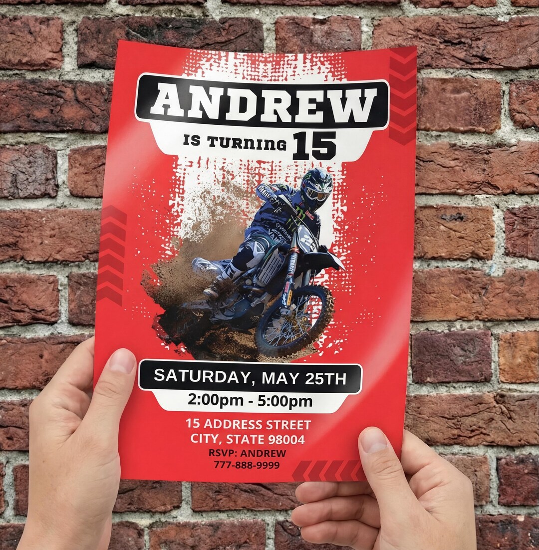 Dirt Bike Birthday Invitation | Editable Motocross Birthday Party ...