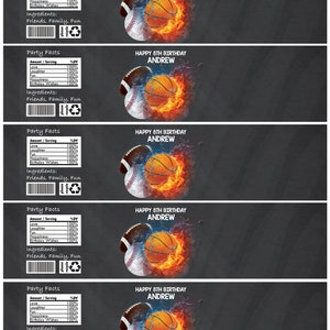 Sport Party Drink Labels, Printable Sports Water Bottle Labels, Sports ...