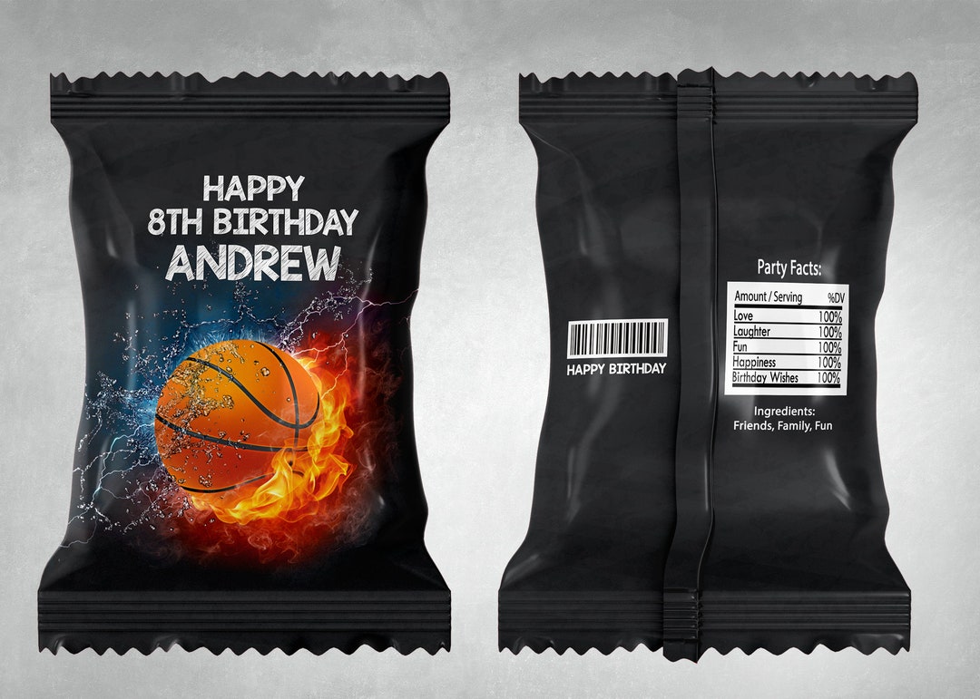 Basketball Chip Bag: Printable Sports Party Favor (digital Download - Etsy