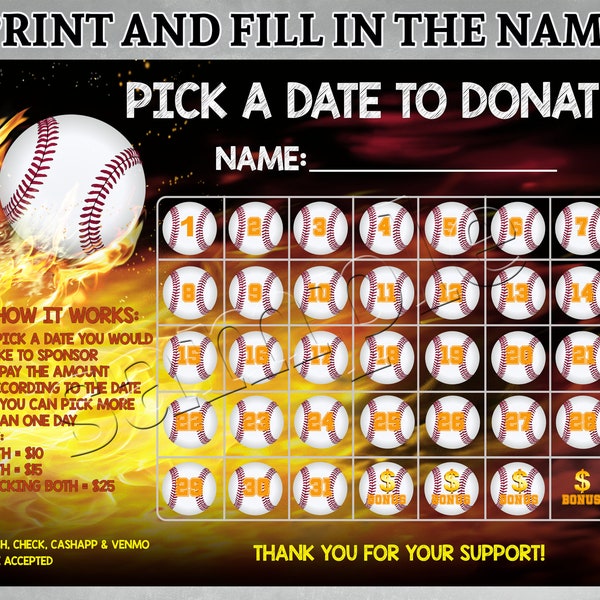 Baseball Calendar - Etsy