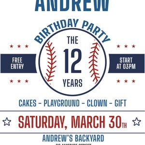 Baseball Birthday Party Invitation: Editable Sports Canva Template ...
