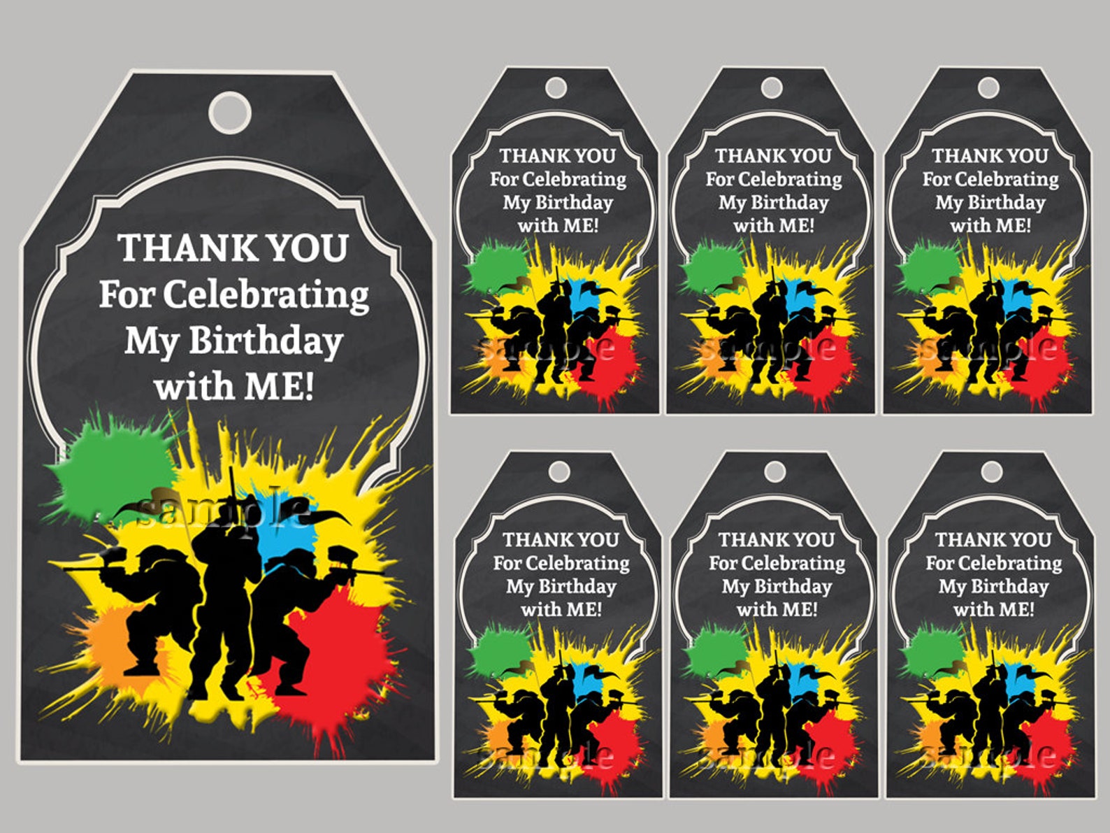 Paintball Birthday Thank You Card, Teen Party (digital Download) - Etsy