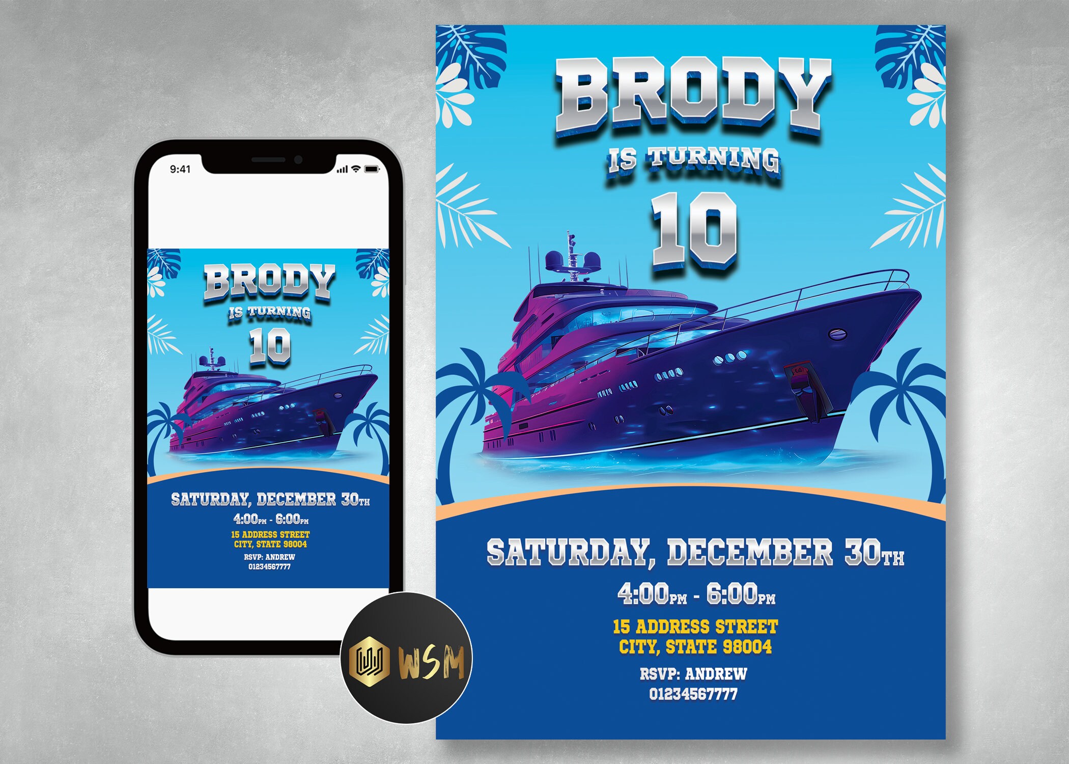 Cruise Printable Invitation, Boat Birthday Invitation, Nautical ...