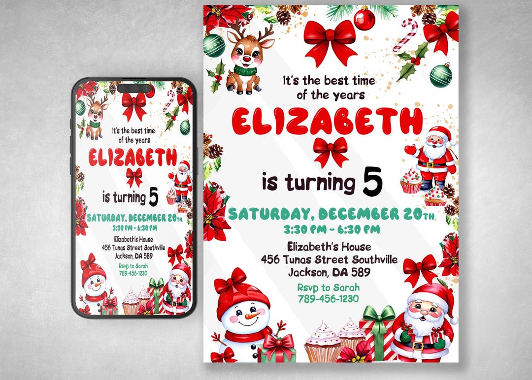 Santa Claus Christmas Invitation Instant Download PNG File, Holiday ...