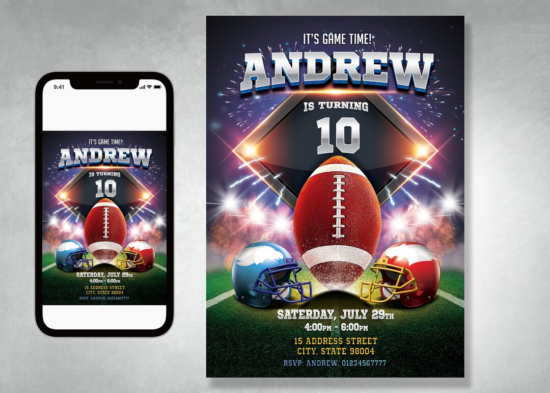 Football Birthday Party Invitation, Football Invitation Printable ...