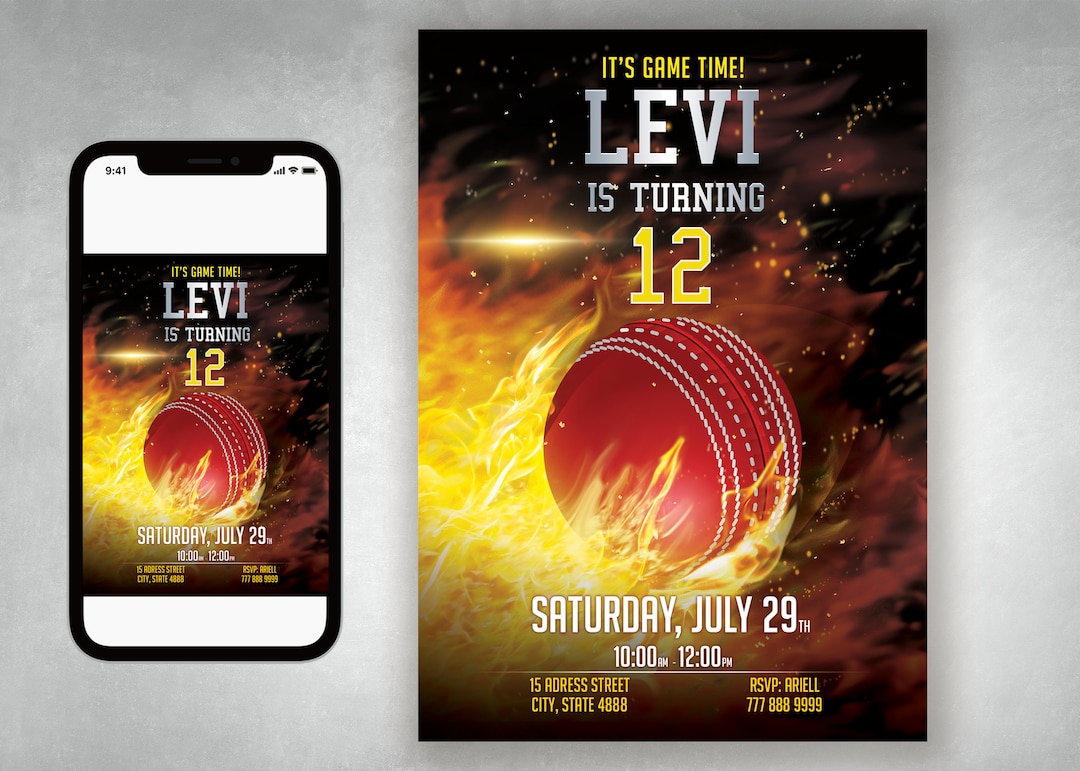 Cricket Birthday Invitation, Cricket Invitation, Sports Party, Sports ...