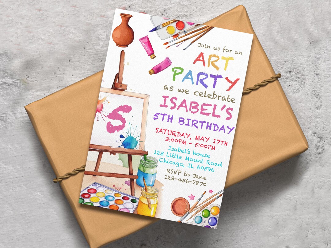 Painting Party Invitation, Art Party Invitation, Art Birthday Party ...