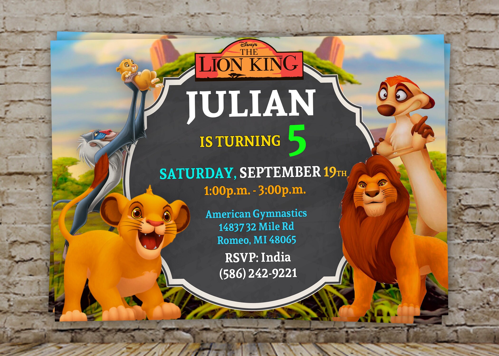 Invitación del Rey León Cumpleaños del Rey León Fiesta del | Etsy