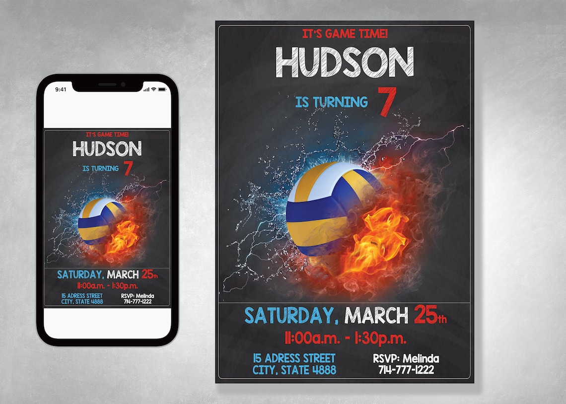 Volleyball Invitation Volleyball Birthday Invitations - Etsy