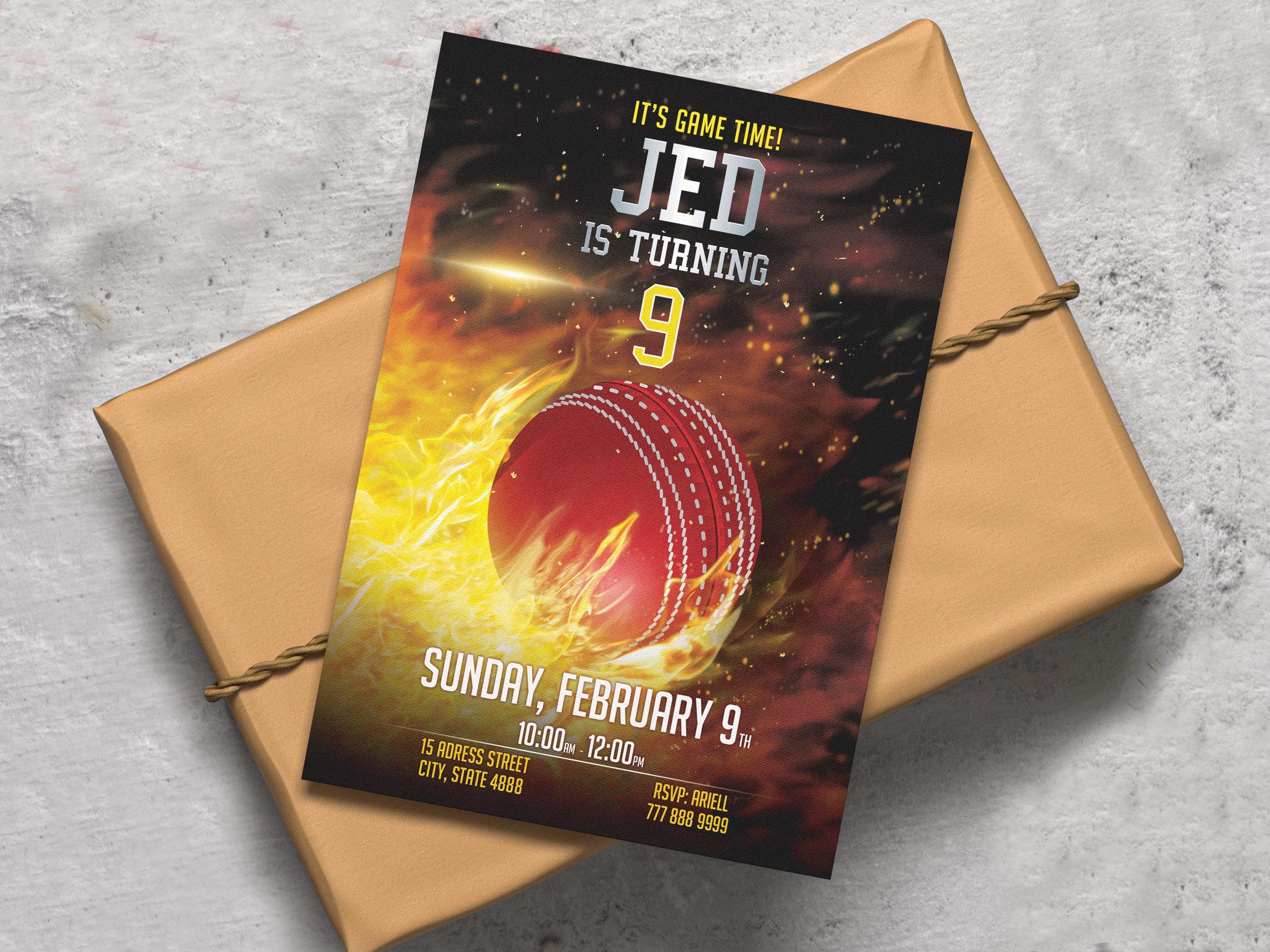 Cricket Birthday Invitation: Sports Theme Party Invite (digital ...
