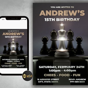 Chess Game Invitation for Boy Birthday, Chess Birthday Party Invitation ...