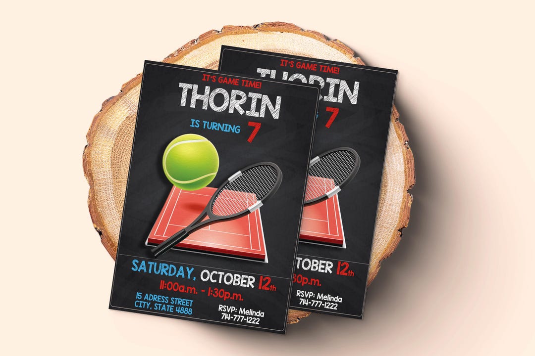 Editable Tennis Party Invitation | Canva Tennis Template | Tennis ...