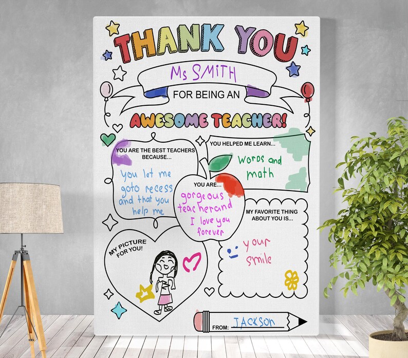 Teacher Appreciation Card: Editable Printable Thank You Gift (PDF & PNG ...
