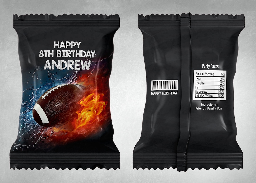 Football Chips Bag, Football Party Chips Label, Football Birthday ...