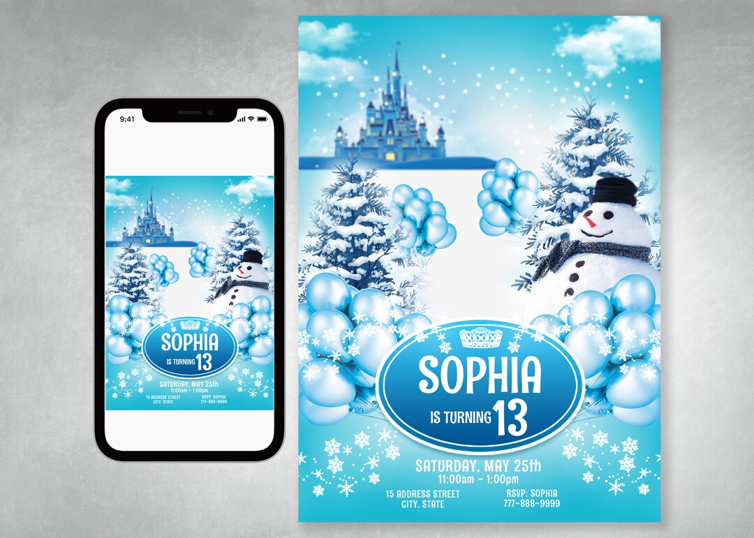 Frozen Birthday Invitation: Winter Princess Party, Editable Template - Etsy