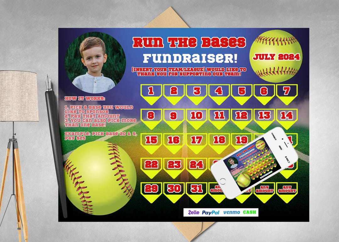 Softball Fundraiser Calendar: Editable Team Template (PDF, JPG) - Etsy UK