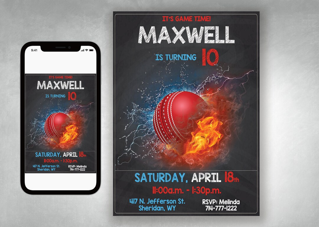 Cricket Birthday Invitation, Cricket Invitation, Sports Party, Sports ...