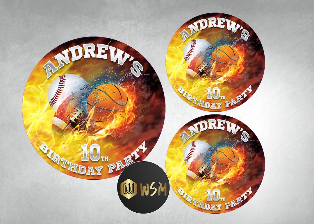 Sports Birthday Printable Stickers, Treat Bag Labels, Football Soccer ...