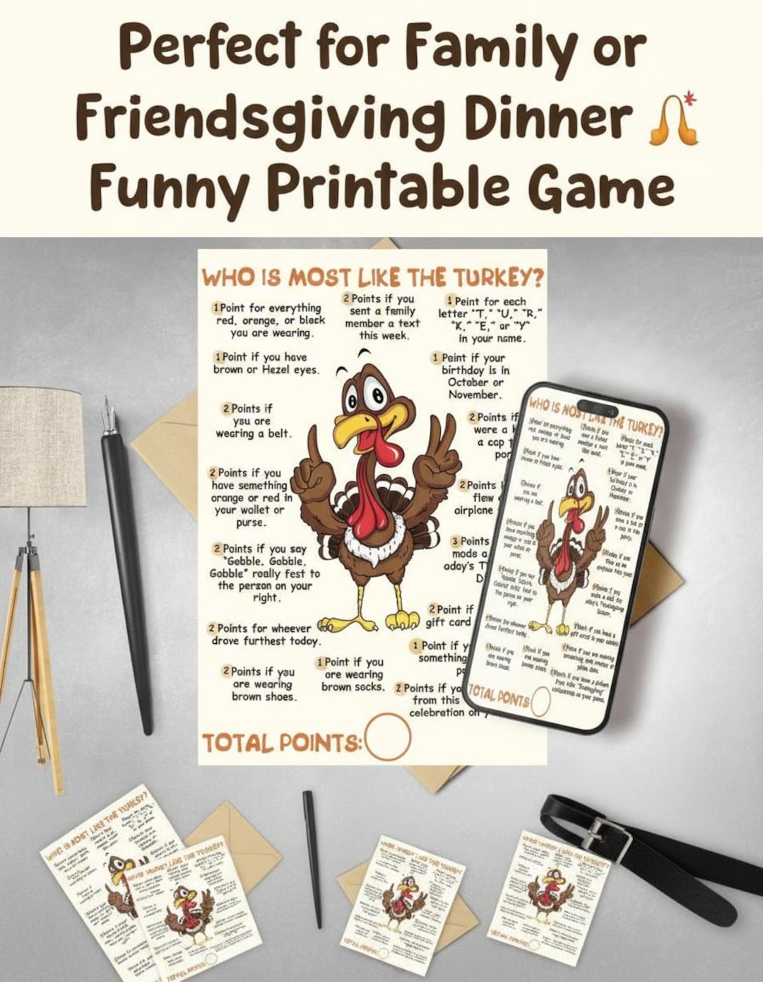 Thanksgiving Turkey Game: 'who is Most Like a Turkey' Printable (PDF ...