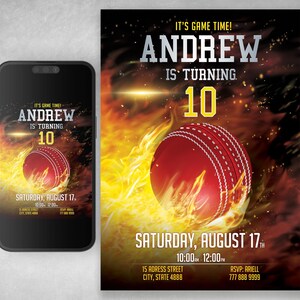 Cricket Birthday Invitation: Sports Theme Party Invite (digital ...