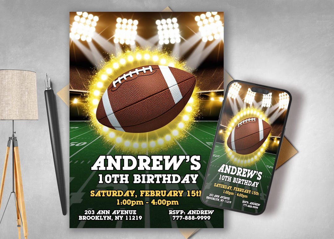 Football Birthday Invitation: Game Time Party Invite (digital Download ...