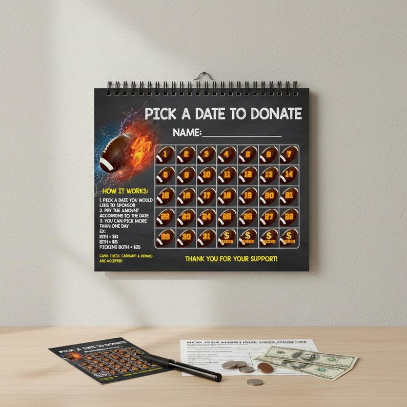 Football Fundraiser Calendar Template: Team Booster Club (digital ...