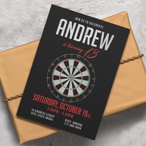 Darts Birthday Invitation: Editable Dart Game Party, Pub Night, Digital ...