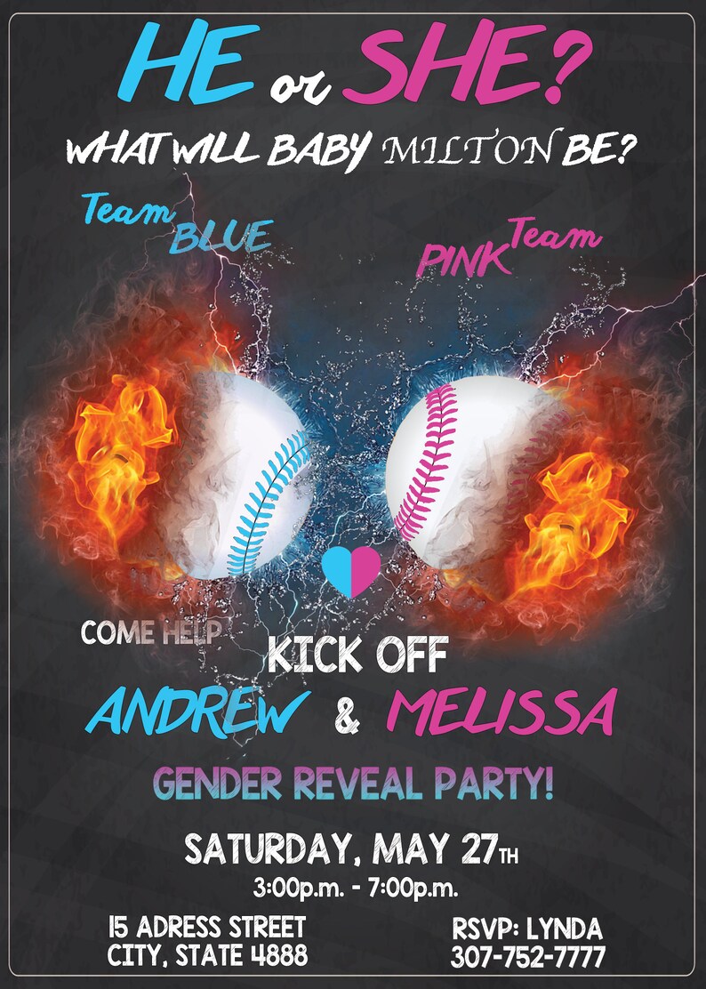 Baseball Gender Reveal Invitation Editable Baby Shower - Etsy