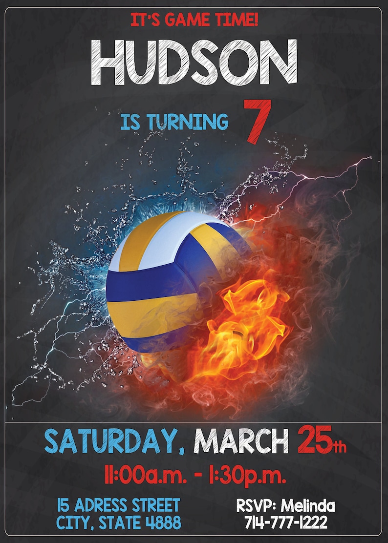 Volleyball Invitation Volleyball Birthday Invitations - Etsy