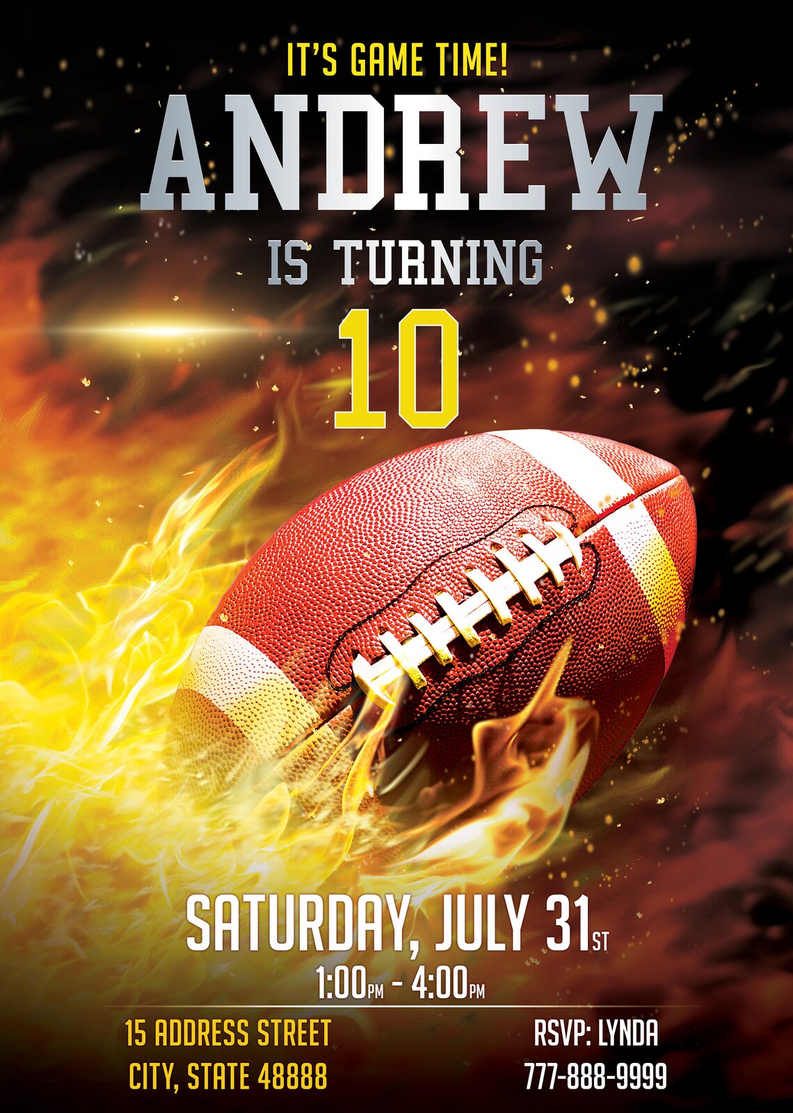 Football Party Invitation Football Birthday Invitation - Etsy