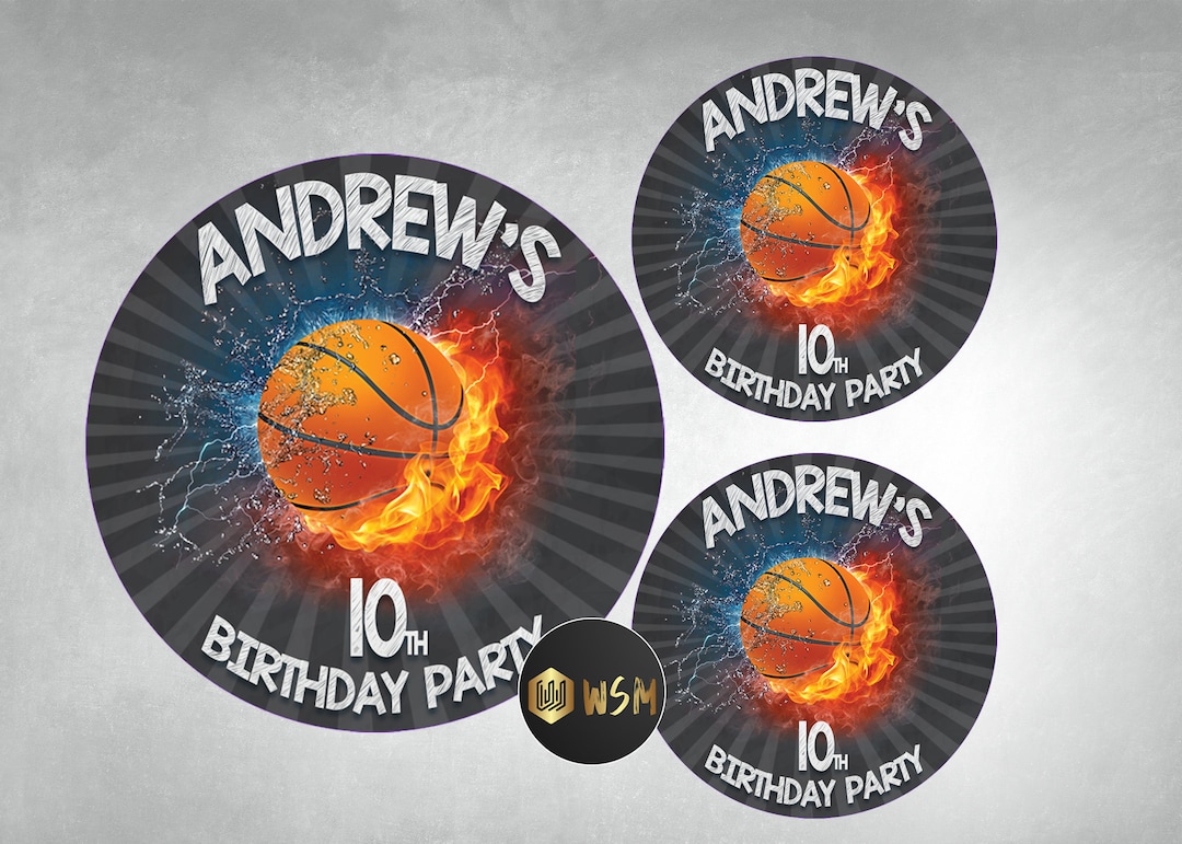 Basketball Birthday Printable Favor Stickers, Treat Bag Labels ...