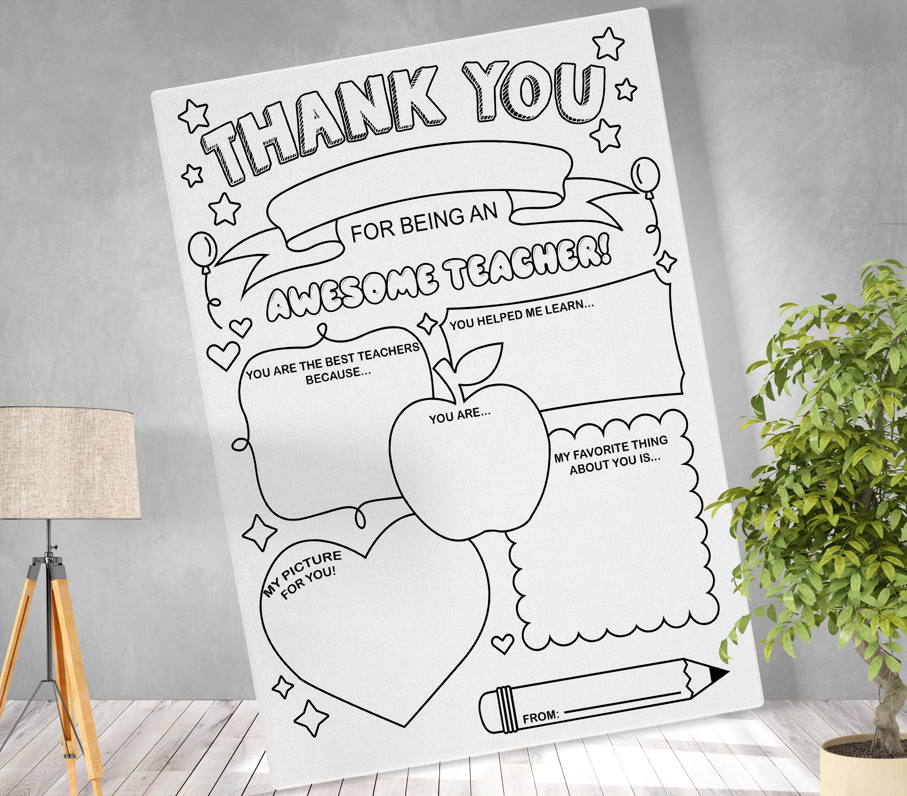 Teacher Appreciation Card: Editable Printable Thank You Gift (PDF & PNG ...