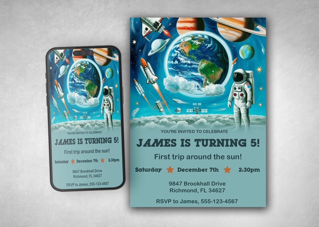 Cosmos Birthday Invitation: Editable Galaxy Party Invite (digital ...