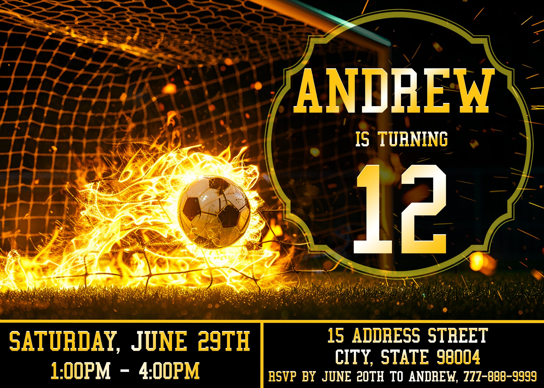 Editable Soccer Birthday Invitation: Kickoff Party (digital Download ...