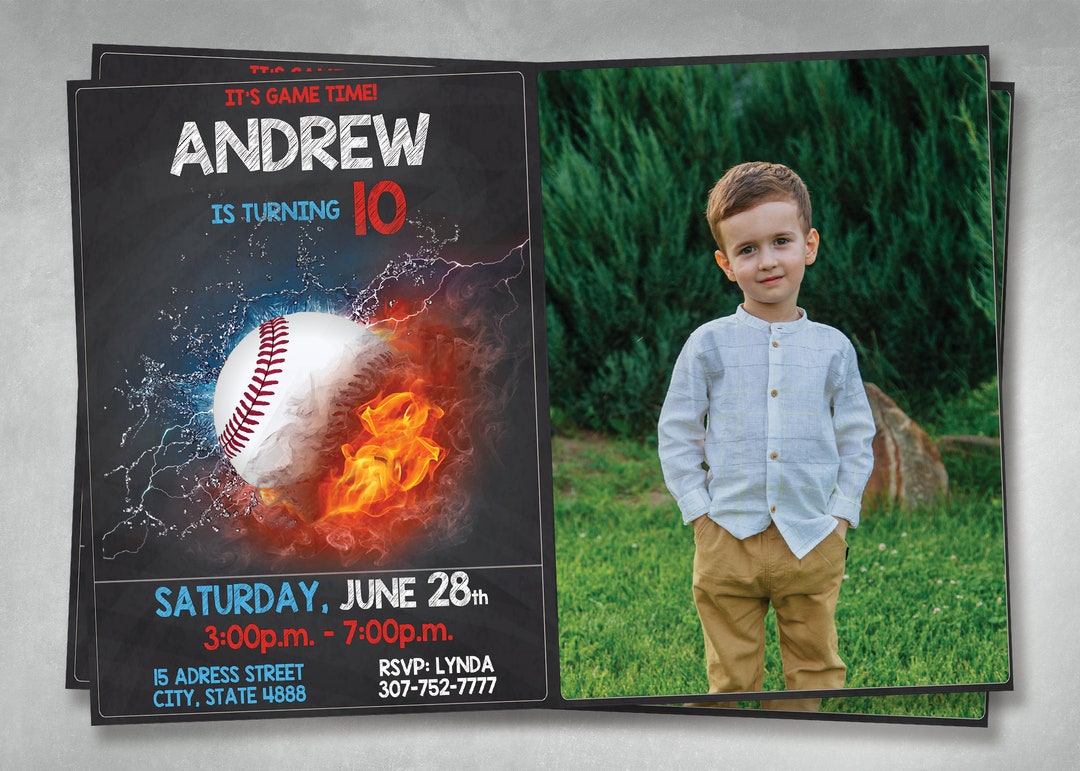 Baseball Party Invitation With Photo, Baseball Invitation Printable ...
