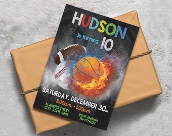 Editable Sport Birthday Printable Invitation, Sport Invitation, Sport ...