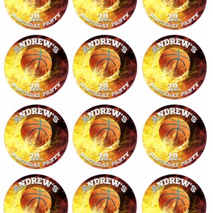 Basketball Birthday Printable Favor Stickers, Treat Bag Labels ...