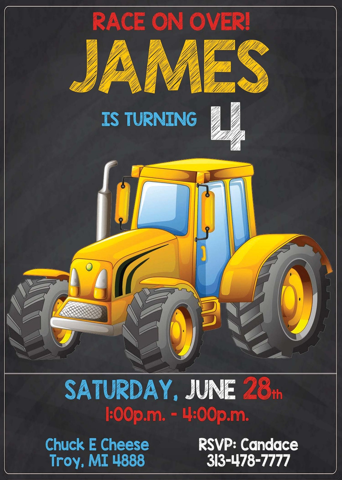 Tractors Invitation Tractor Birthday Invitation Landlust - Etsy