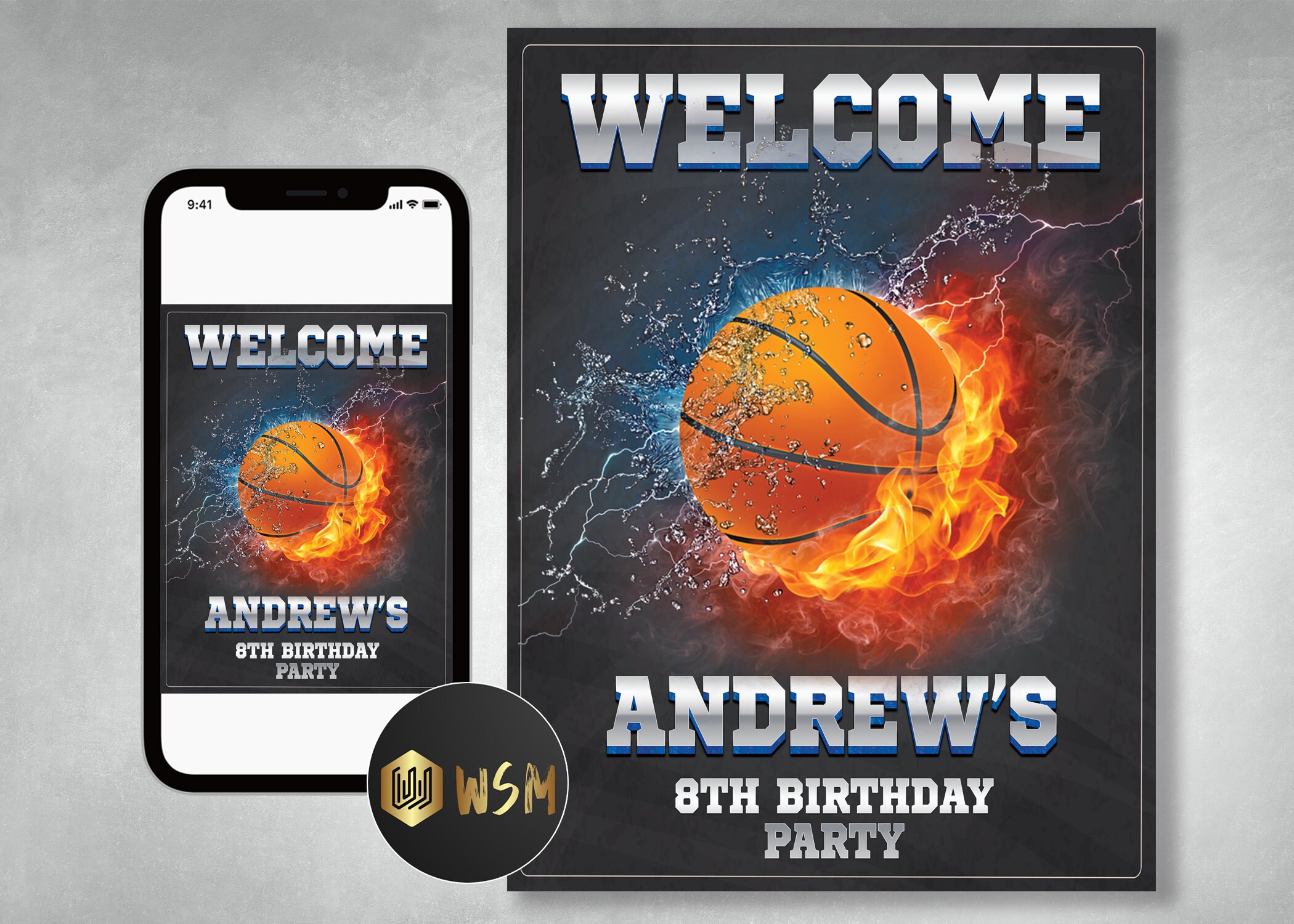 Basketball Birthday Welcome Sign Basketball Invitation - Etsy