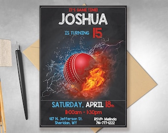 Cricket Birthday Invitation: Editable Sports Invite (digital Download ...