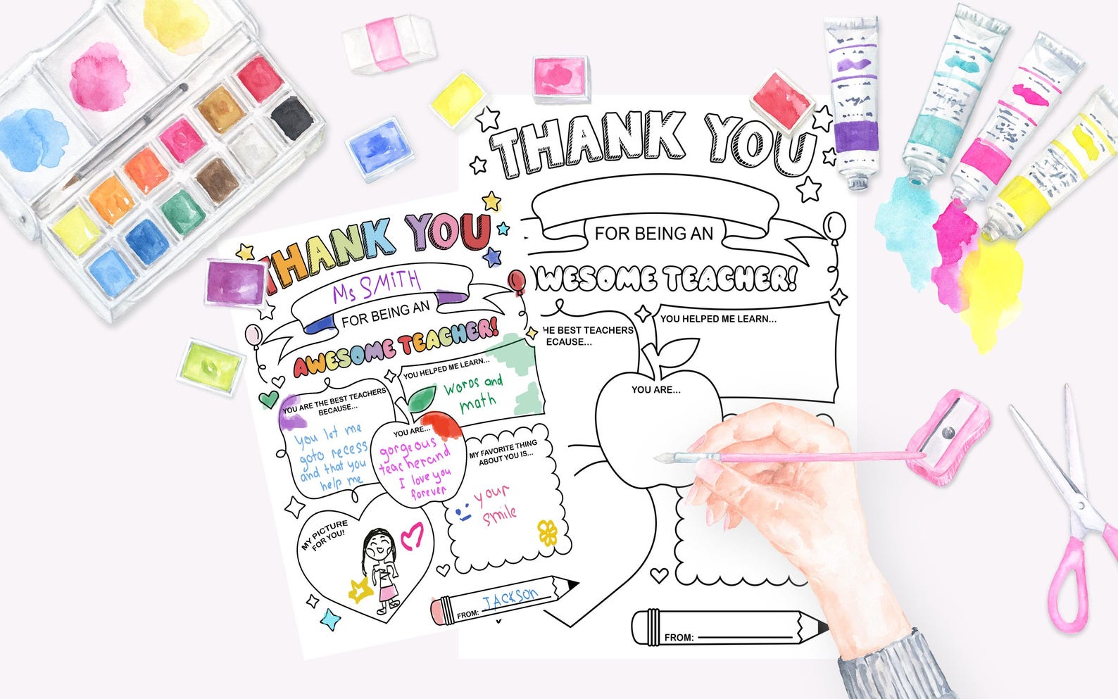 Teacher Appreciation Card: Editable Printable Thank You Gift (PDF & PNG ...