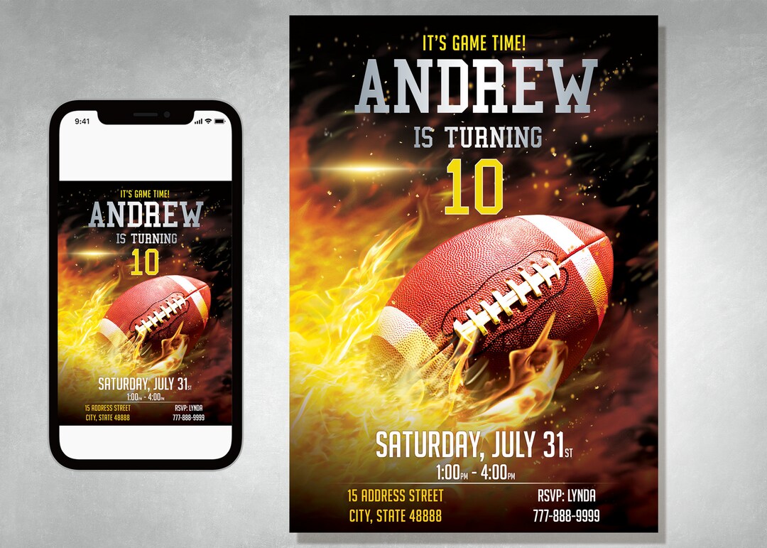 Football Party Invitation, Football Invitation Printable, Football ...