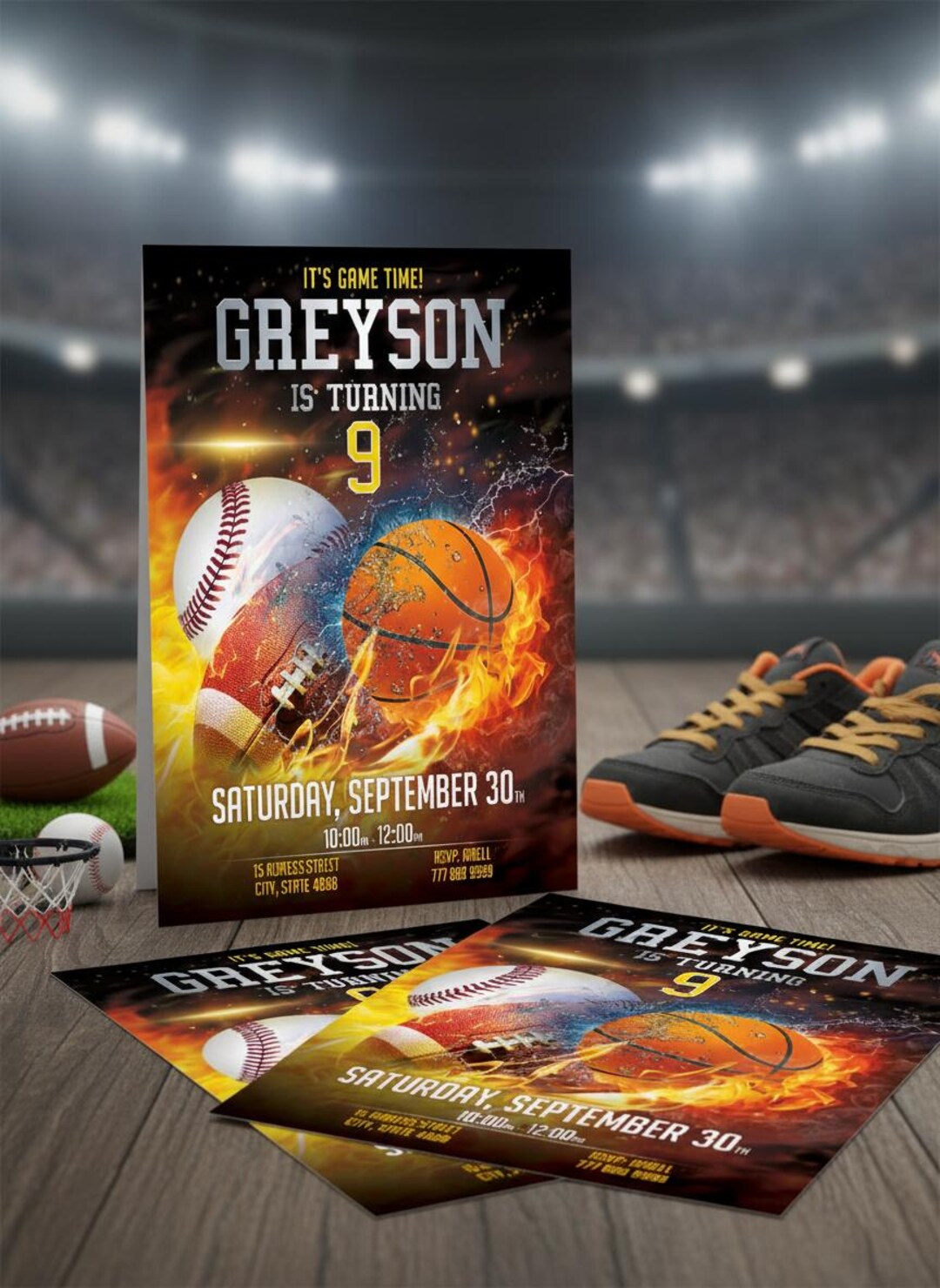 Sports Birthday Invitation: Editable Game Time Party Invite (digital ...