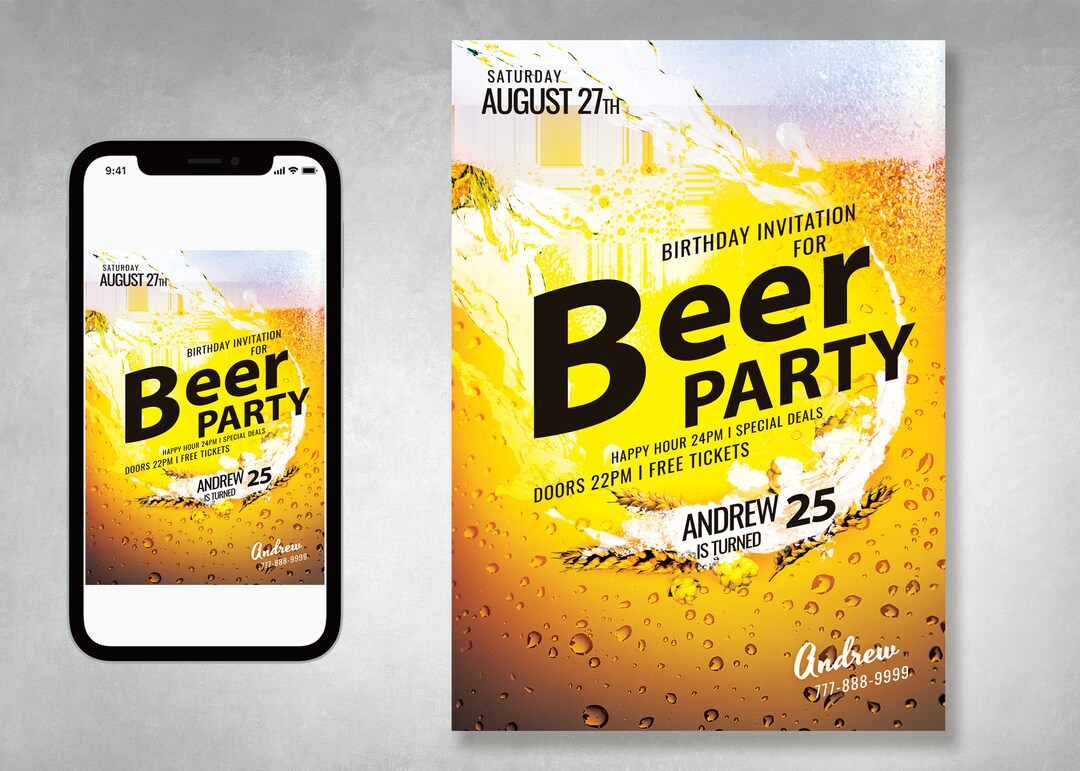 Beer Party Invitation, Cheers Beer Party, Drinks Party, Beverage Invite ...