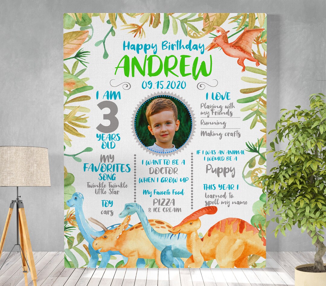 Dinosaur Birthday Chalkboard Poster, Dinosaur Sign, Birthday Chalkboard ...