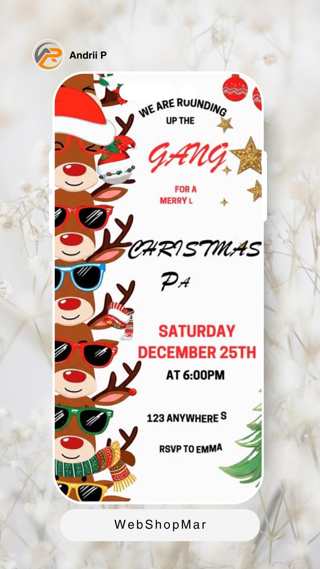 Animated Christmas Invitation | Video Holiday Party Card | Digital ...